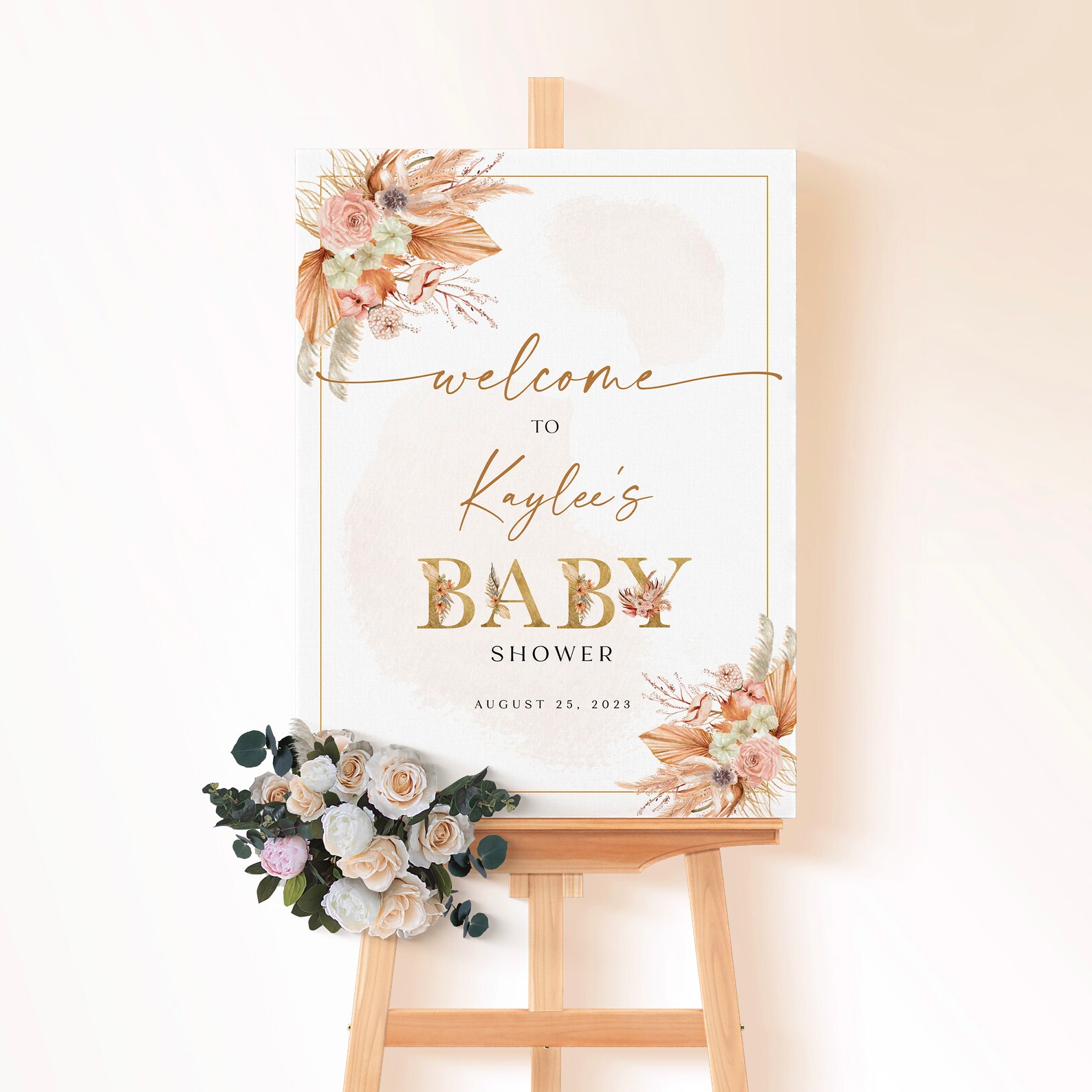 Bohemian Baby Shower Welcome Sign, Editable Baby Shower Welcome Poster ...