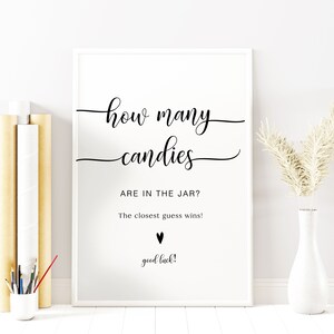 Guess How Many Candies Sign, Modern Shower Sign, Baby Shower Game Sign ...
