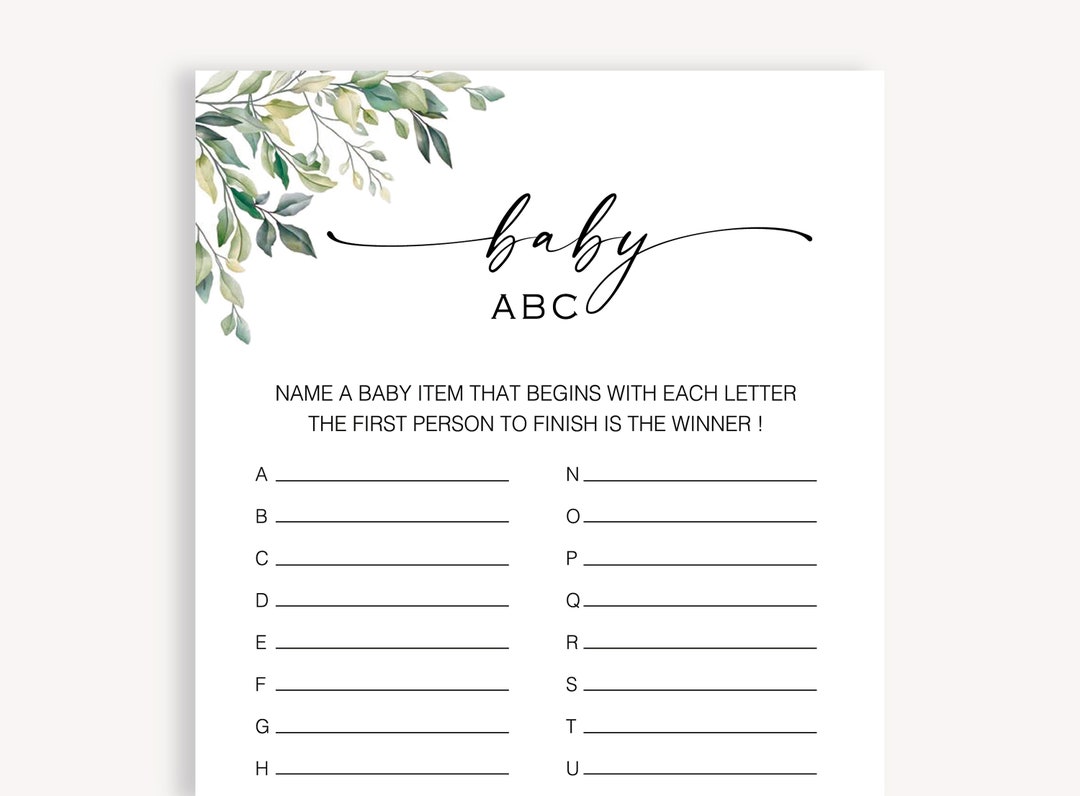 Printable Alphabet Race Game Gender Neutral Baby Shower Game - Etsy