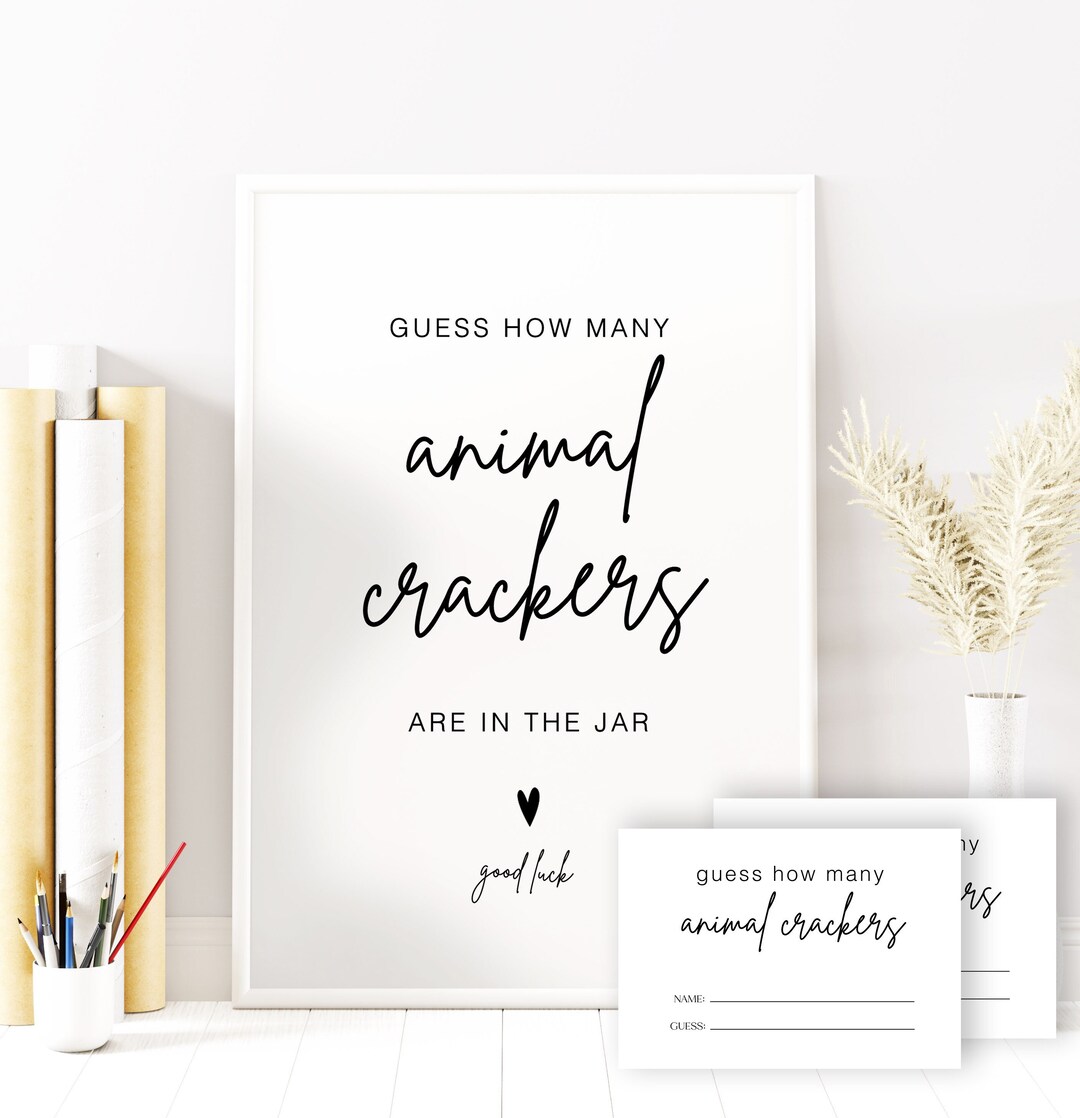 Baby Shower Sign Animal Crackers Baby Shower Game Guess How - Etsy
