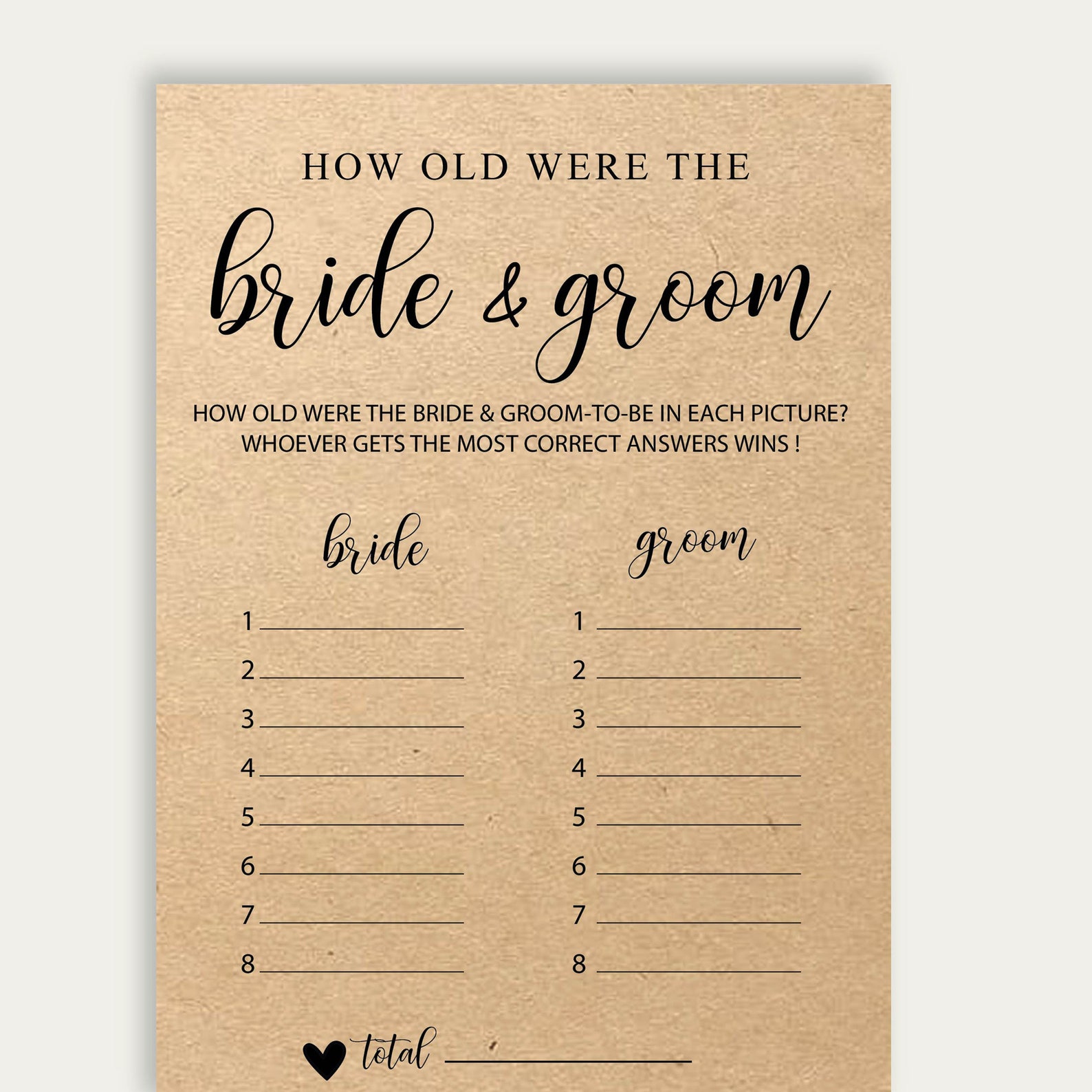 How Old Were the Bride and Groom Game, Guess the Age Game, How Old Were ...