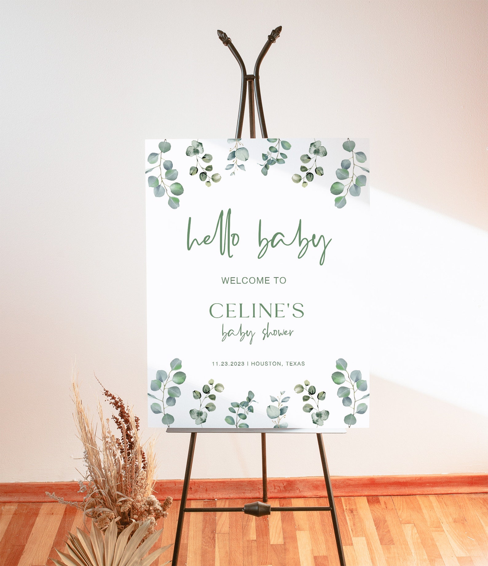 Hello Baby Shower Poster, Minimalist Baby Shower Welcome Sign, Gender ...