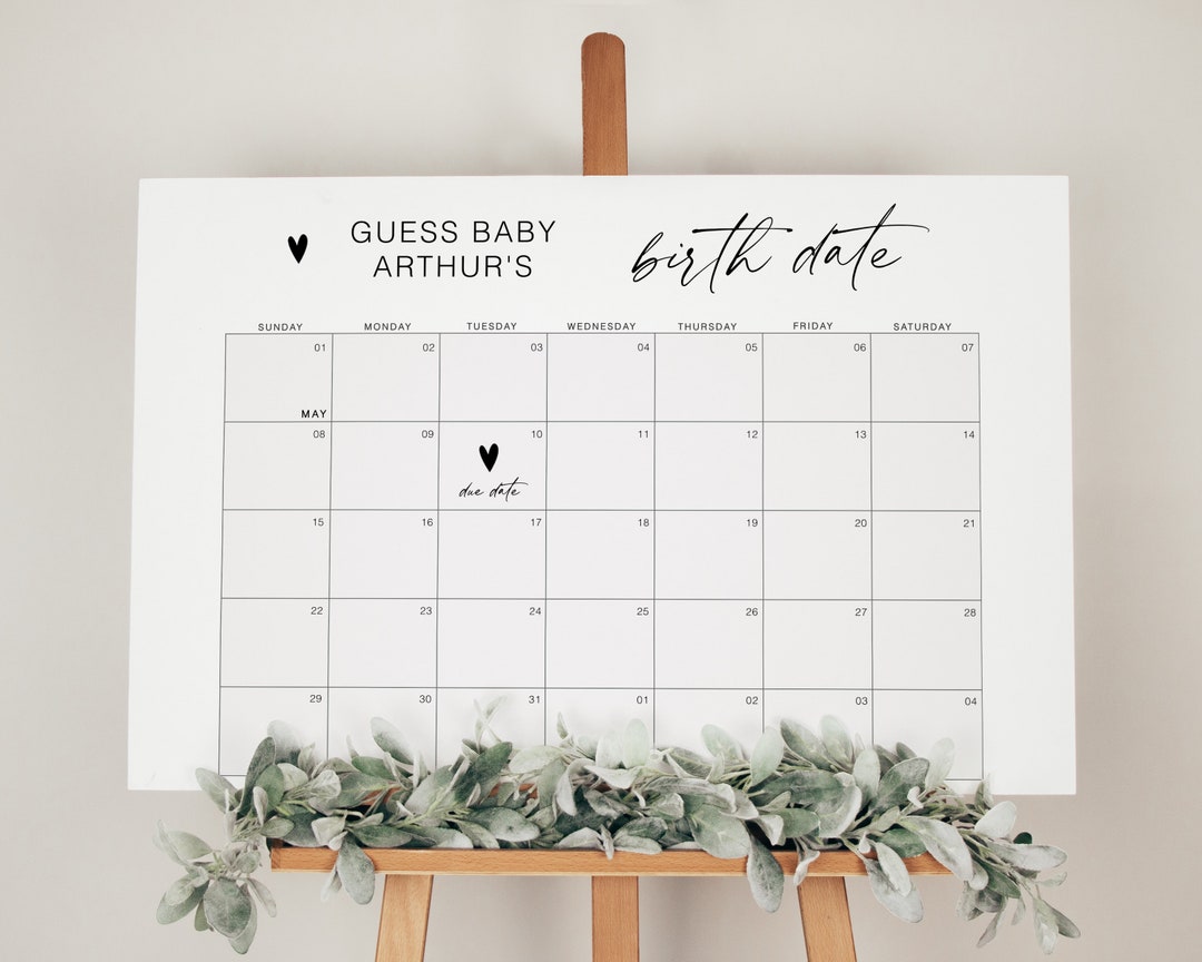 Guess the Due Date Calendar Game, Gender Neutral Template, Guess the ...