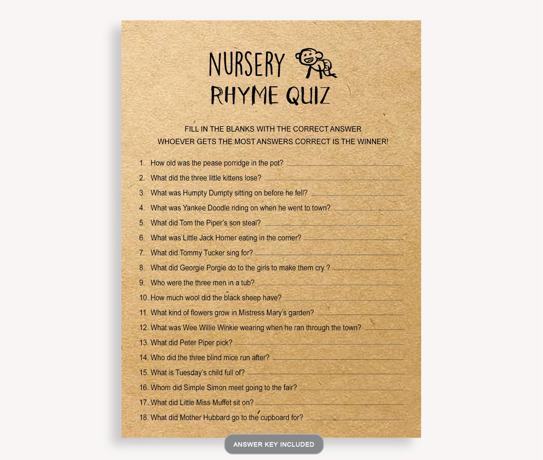 Guess Nursery Rhyme Game, Name That Nursery Rhyme, Baby Sprinkle ...