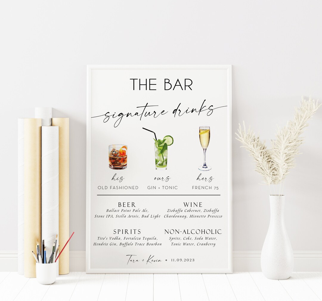 Signature Cocktail Sign Template Drink Sign Bar Menu Poster - Etsy
