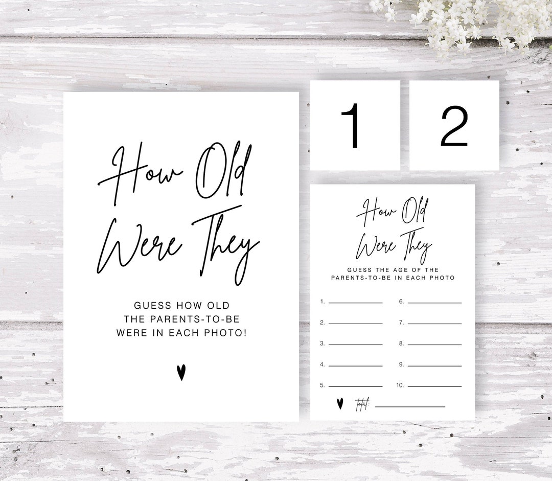 Boho Baby Shower Sign, How Old Were the Parents-to-be Sign, Modern Sign ...