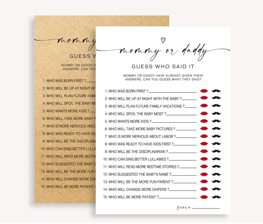 Mommy or Daddy Guess Who Said It Game, Guess Who Said Baby Shower Game ...