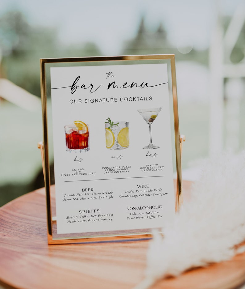 Printable Bar Menu Template Signature Cocktails Sign Modern - Etsy