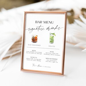 Printable Signature Drink Bar Menu, Signature Drinks Sign Template ...