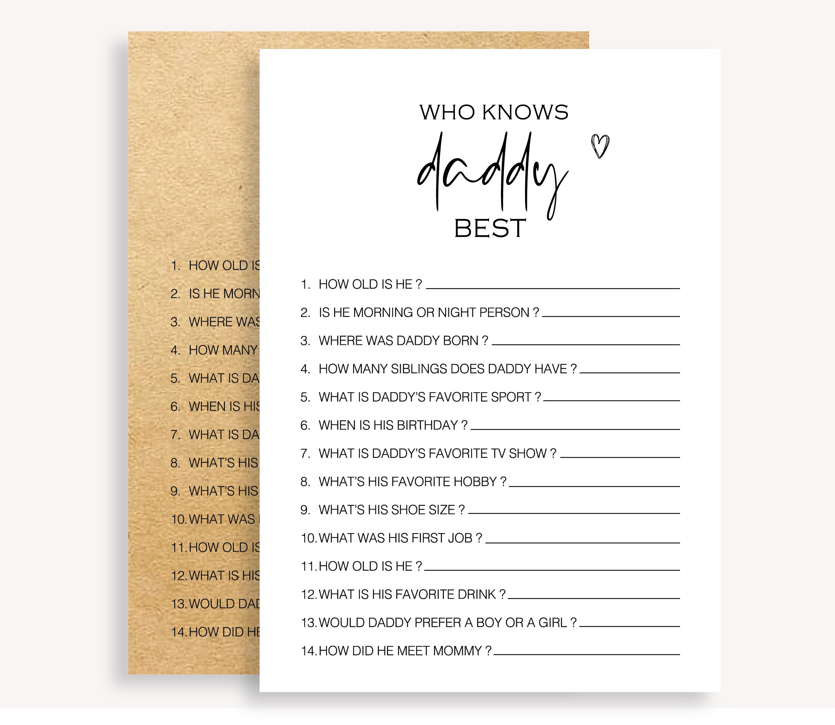 Personalize Question Game, Instant Download, How Well Do You Know ...