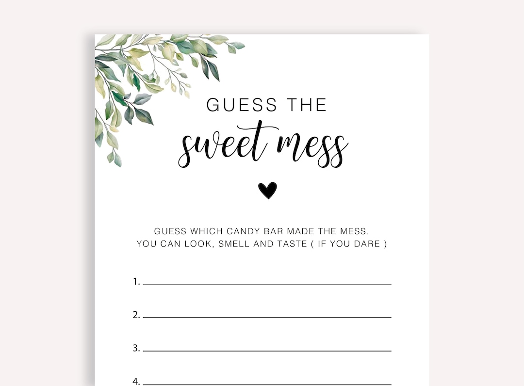 Modern Candy Bar Game Best Guess the Sweet Mess Baby Shower - Etsy