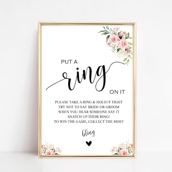 Bridal Shower Game Printable Print Out Ring Put A Ring On It Bridal
