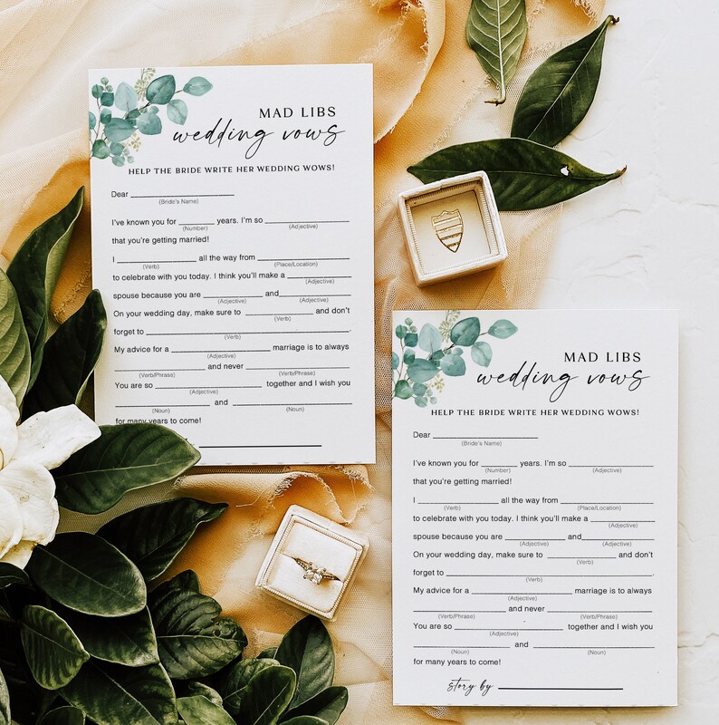 Wedding Mad Libs Game Wedding Vows Mad Libs Game Printable - Etsy