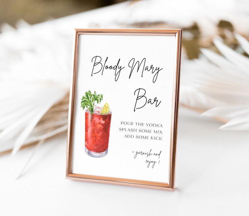 Editable Bloody Mary Bar Sign, Bridal Bruch Bloody Mary Cocktail Sign ...