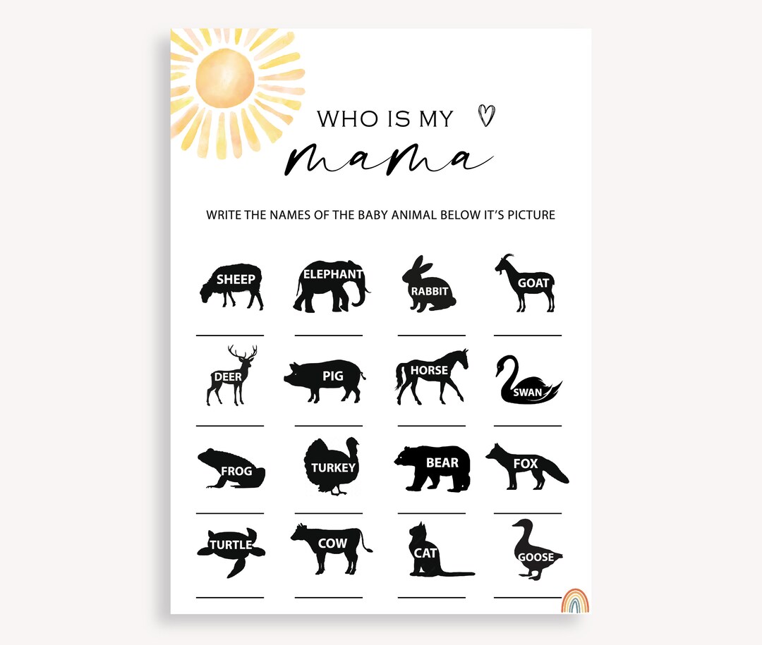 Who is My Mommy Baby Animal Game, Baby Animal Match Game, Who is My ...