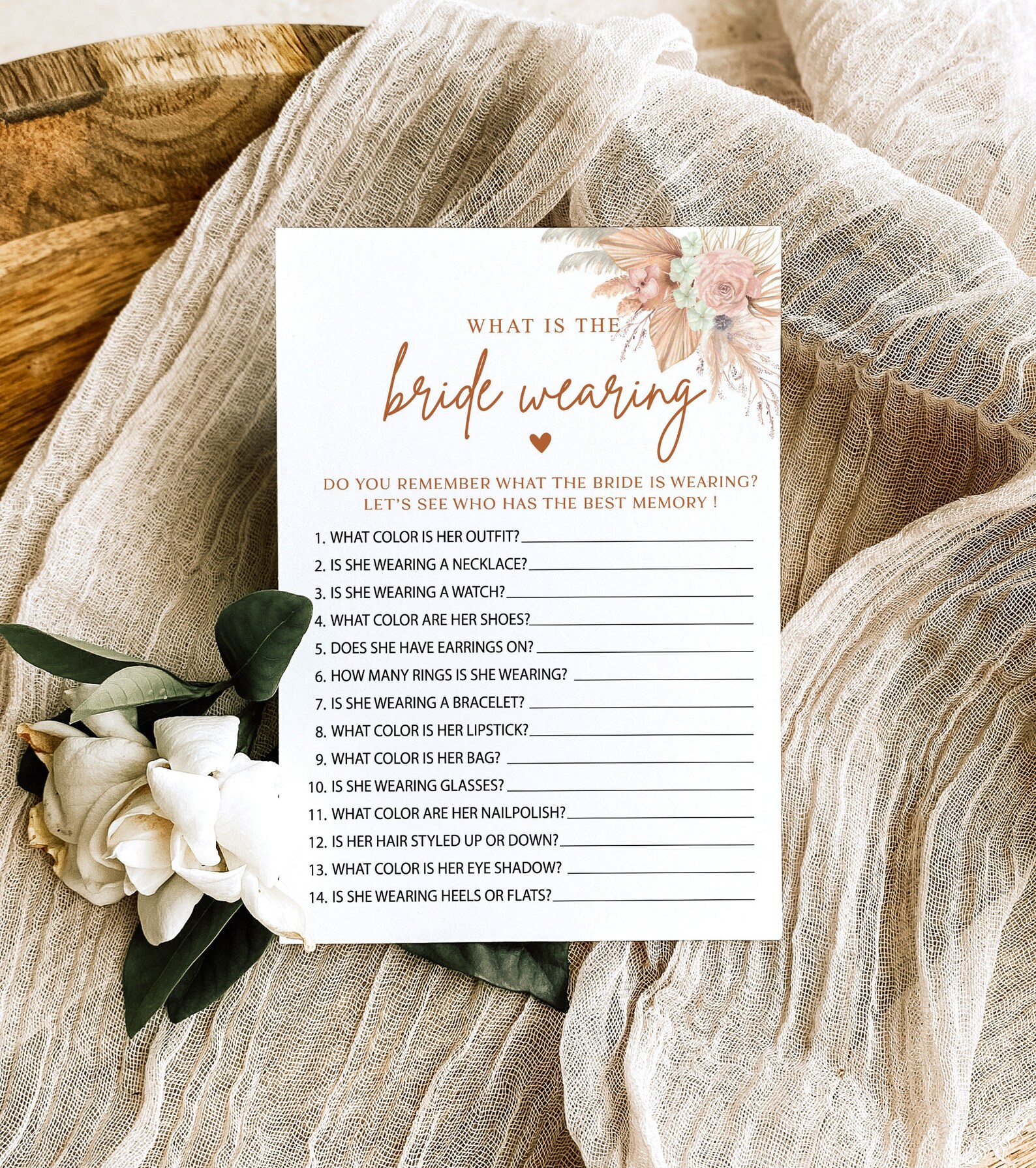 Minimalist Memory Game, Greenery Bachelorette Hens Party Games, Fun ...