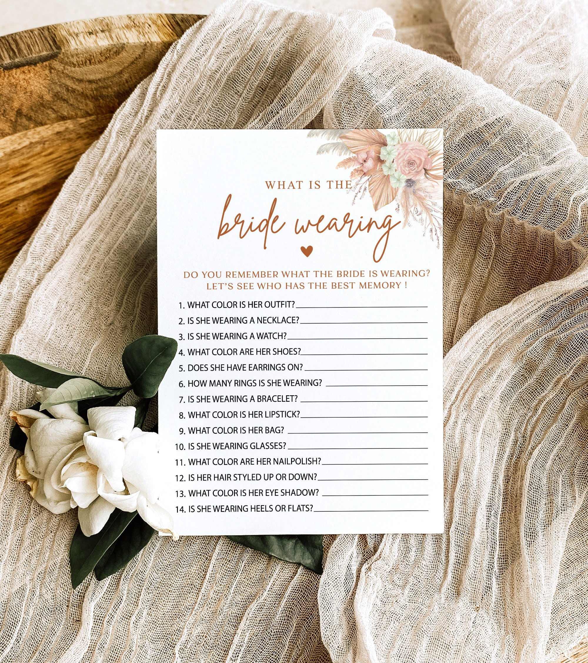 Minimalist Memory Game, Greenery Bachelorette Hens Party Games, Fun ...