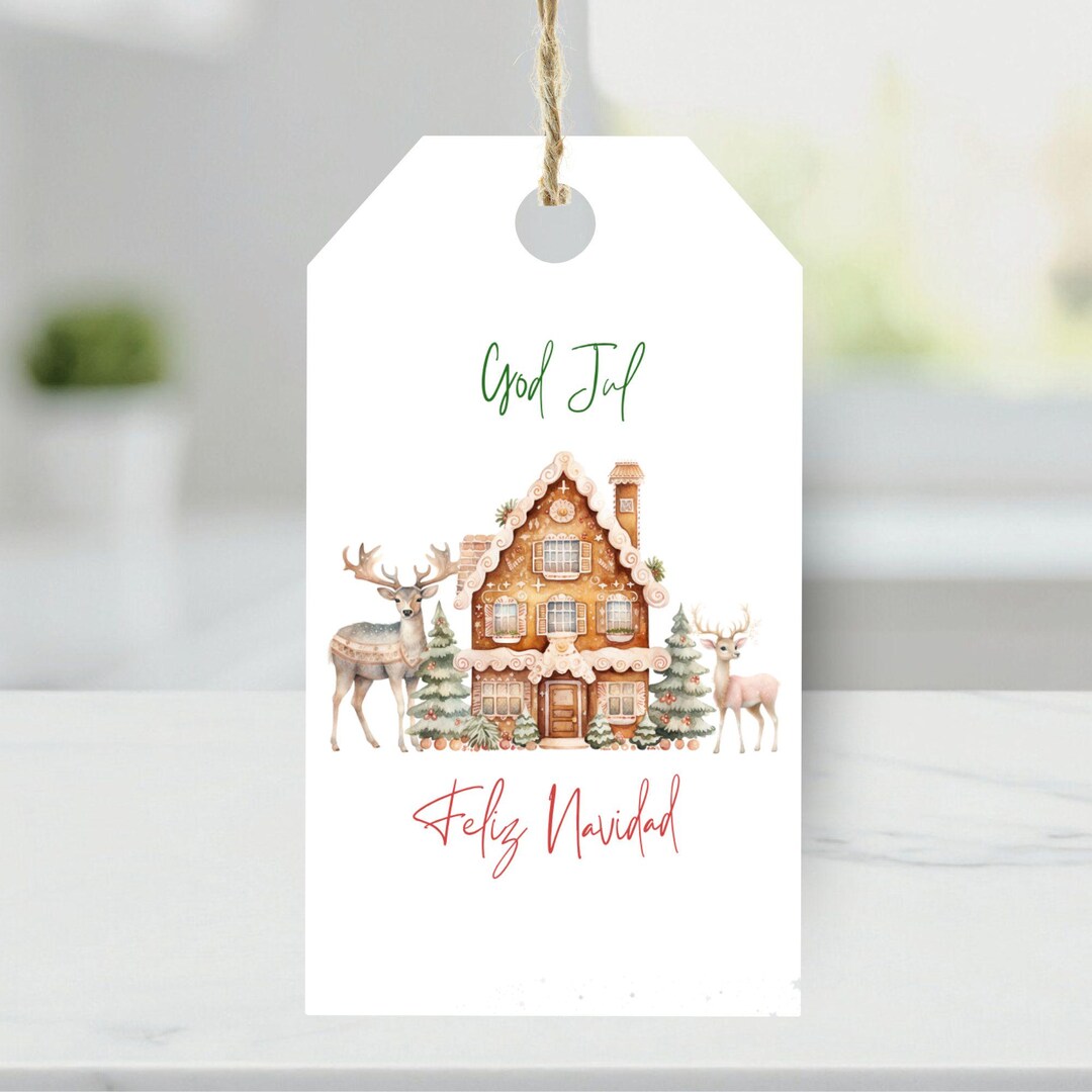 Printable Swedish Spanish Christmas Gift Tags: Bilingual God Jul Feliz ...