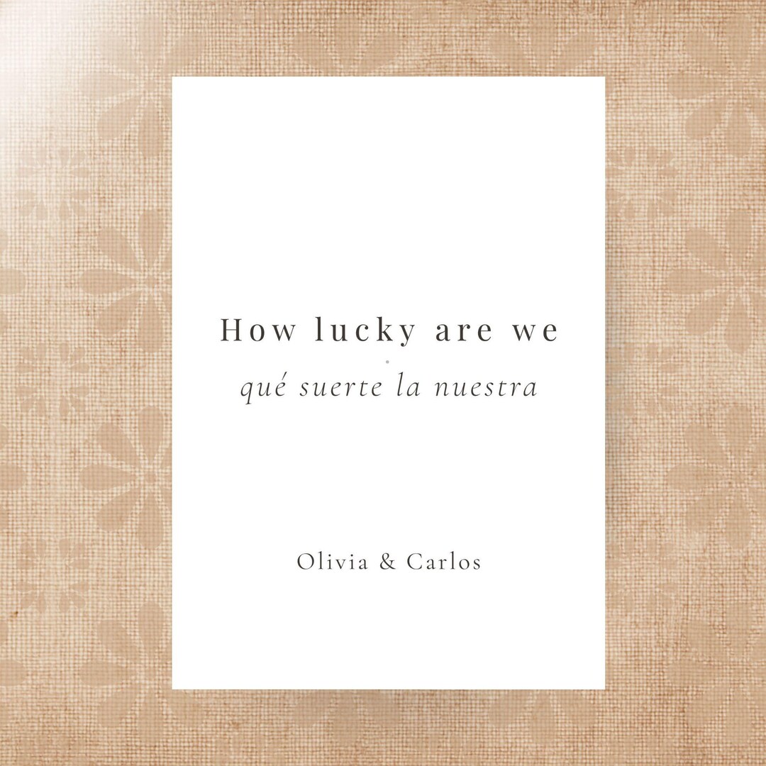 How Lucky Are We Custom Bilingual Quote English Spanish Minimalist Home ...