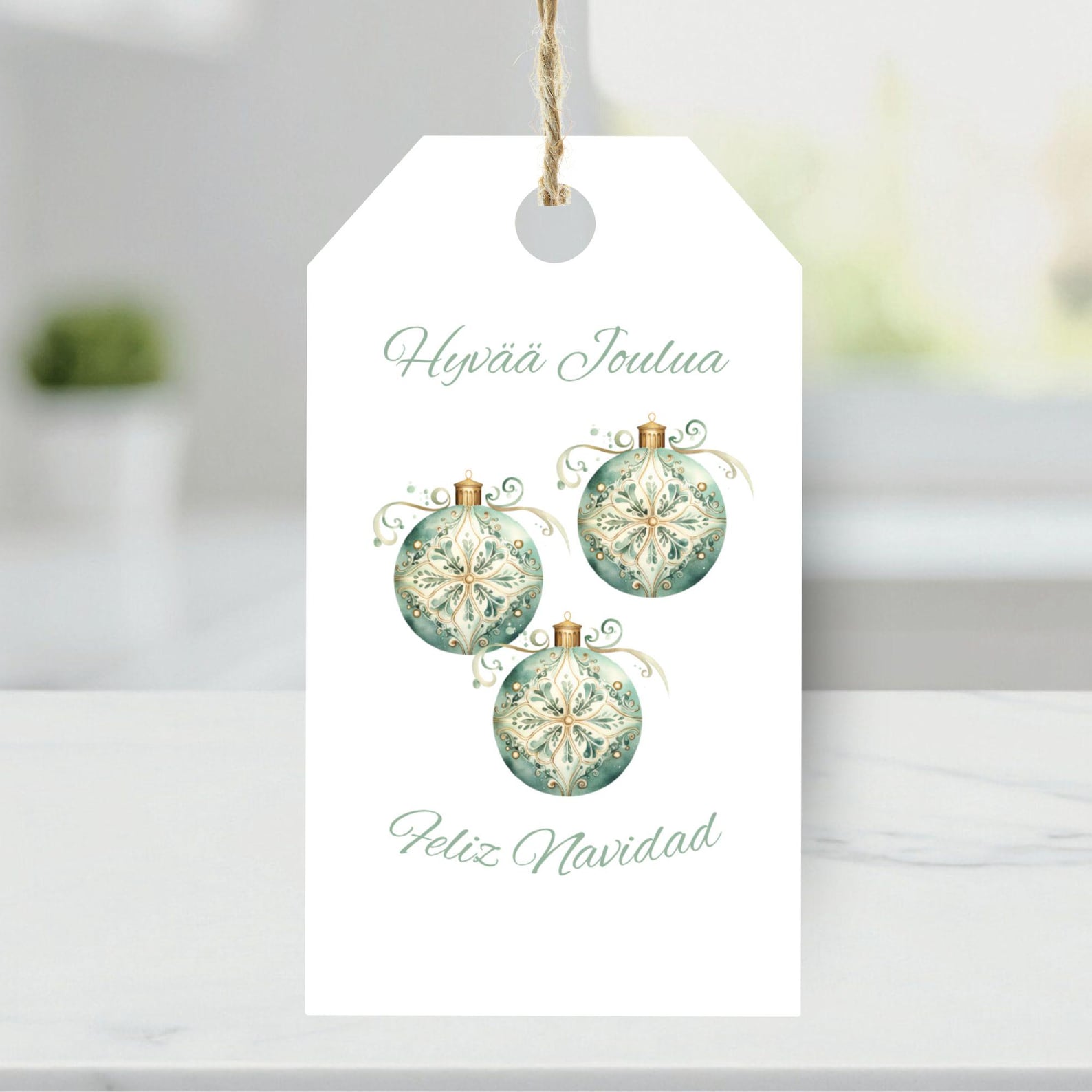 Printable Finnish Spanish Christmas Gift Tags: Bilingual Hyvää Joulua ...