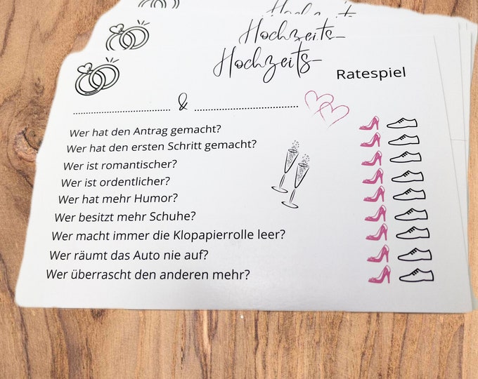 30 Card Wedding Guessing Game (w/meter) - Etsy