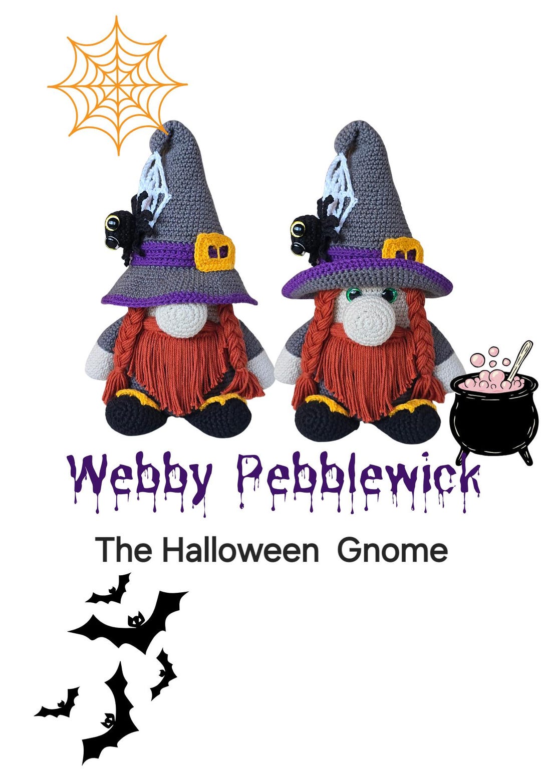 Halloween Gnome Crochet Pattern: Spider Web Hat Amigurumi (PDF ...