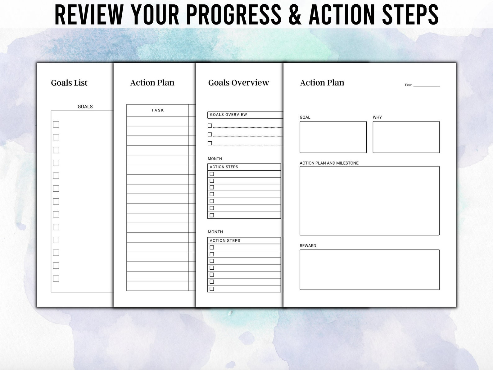 Editable Goal Planner Bundle, 2023 Goal Tracker Printable, Goal Setting ...