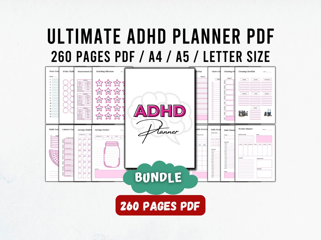 Pink ADHD Planner Adult, ADHD Planner Adult, Adhd Digital Planner, ADHD ...
