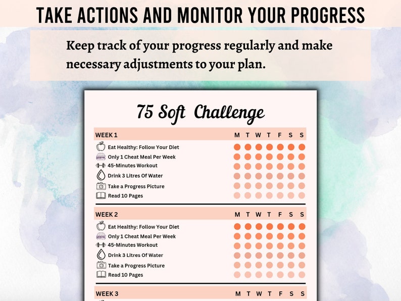 Editable 75 Soft Challenge Printable, 75 Hard Tracker Pdf, 75 Soft ...
