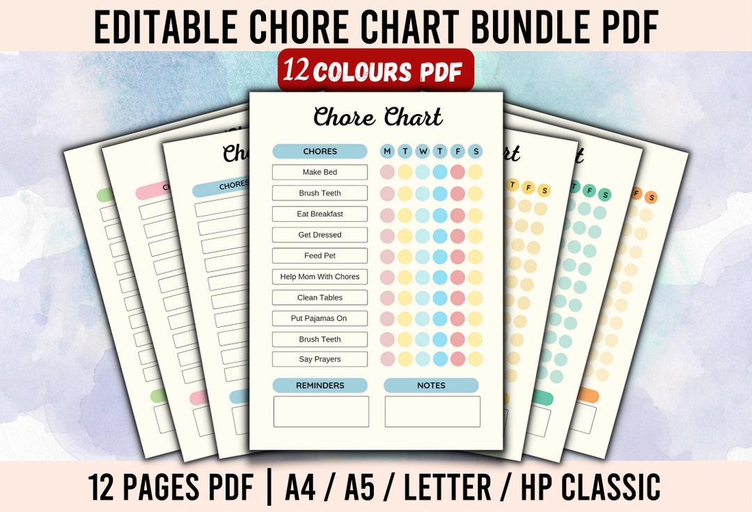 Editable Adult Chore Chart, Family Chore Chart, Weekly Chore Chart for ...