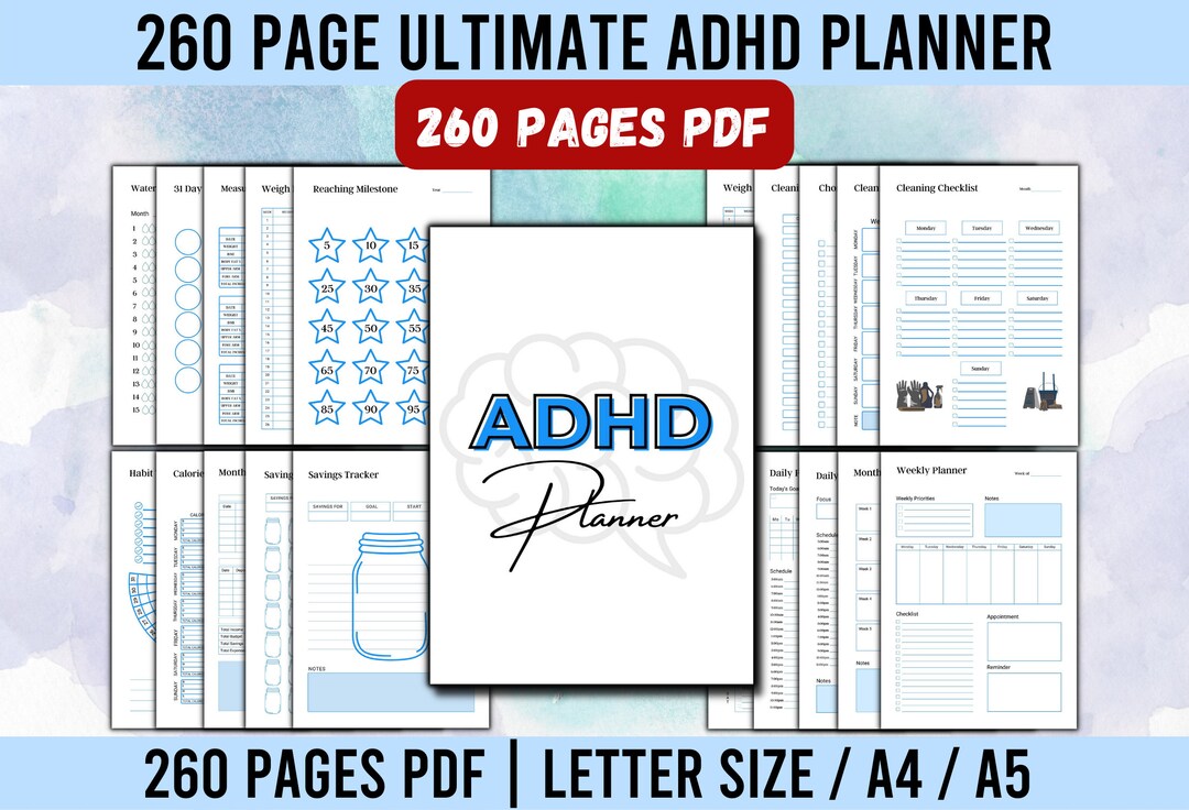 Blue ADHD Planner ADHD Planner Adult Pdf Adhd Digital - Etsy