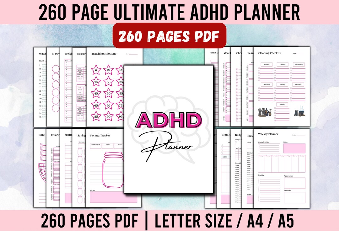 Pink ADHD Planner Adult ADHD Planner Adult Adhd Digital - Etsy