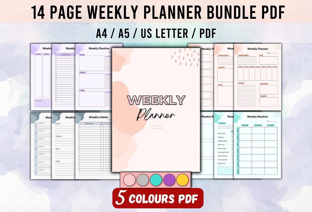 Weekly Planner Printable Pdf Daily Routine Planner Daily - Etsy