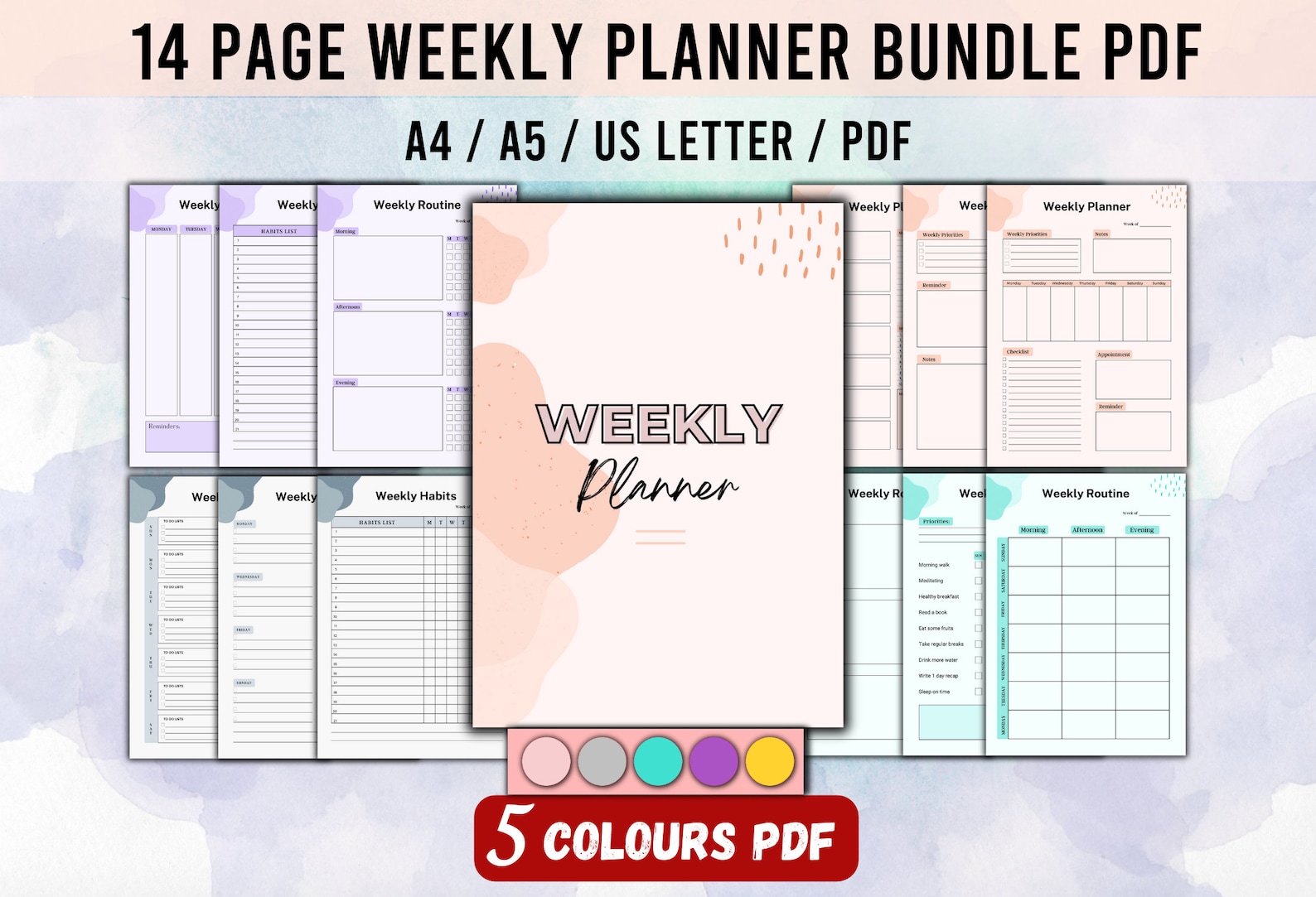 Weekly Planner Printable Pdf Daily Routine Planner Daily - Etsy