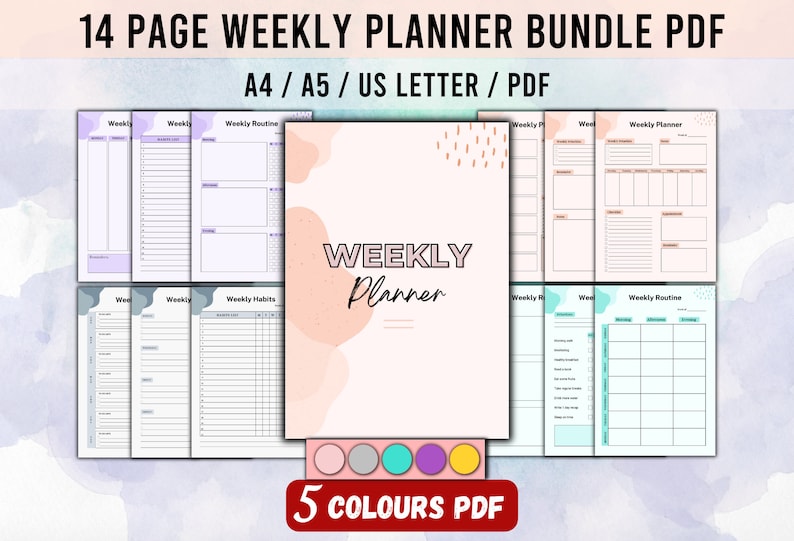 Weekly Planner Printable Pdf Daily Routine Planner Daily - Etsy