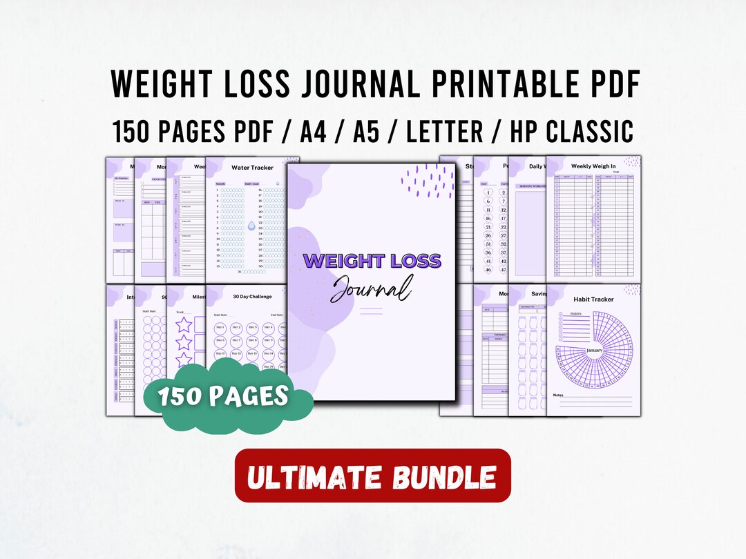 Purple Weight Loss Journal, Weight Loss Tracker Pdf, Weight Loss ...