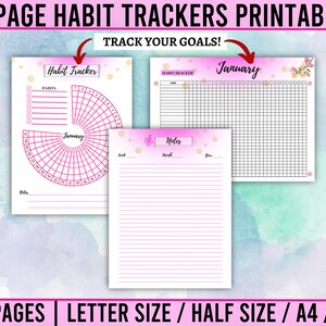 Pink Habit Tracker Printable, Daily and Monthly Habit Tracker Calendar ...