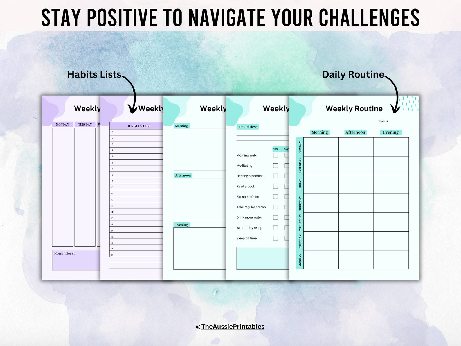 Weekly Planner Printable Pdf, Daily Checklist Pdf, Daily Routine ...