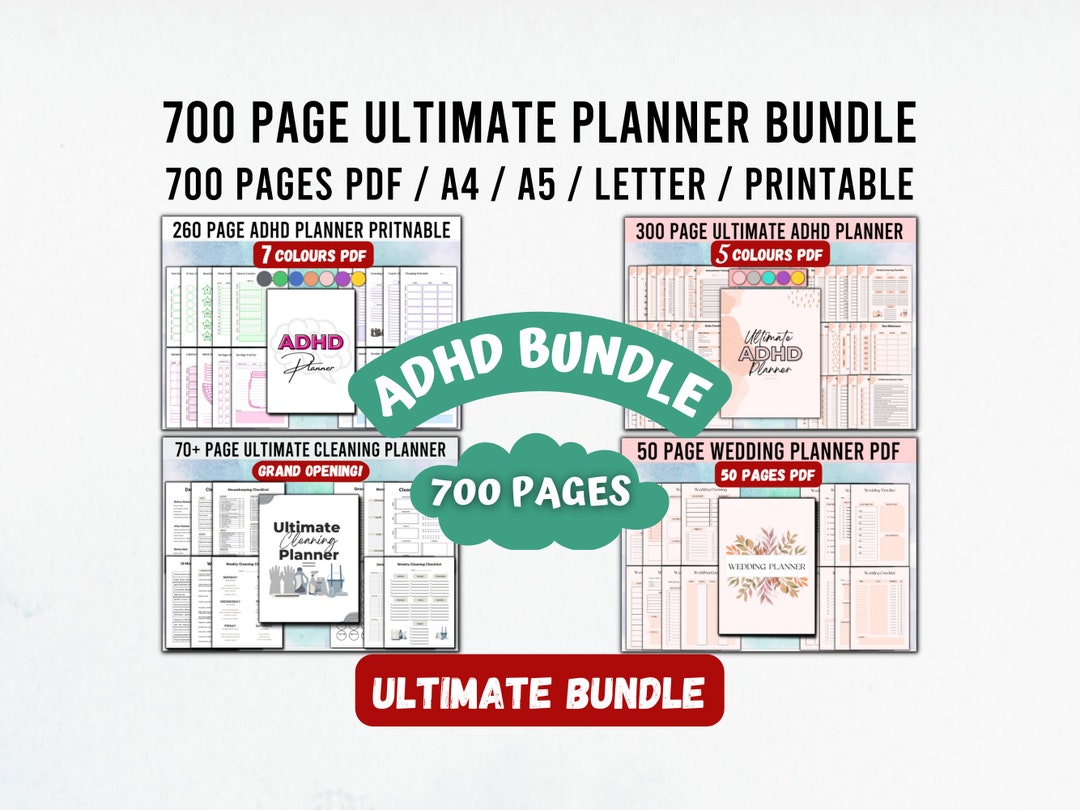 Ultimate ADHD Planner Bundles, Digital Planner Bundles Pdf, Daily ...