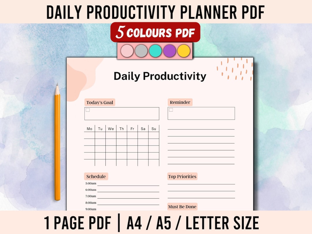 Daily Productivity Planner Daily Checklist Pdf to Do List - Etsy