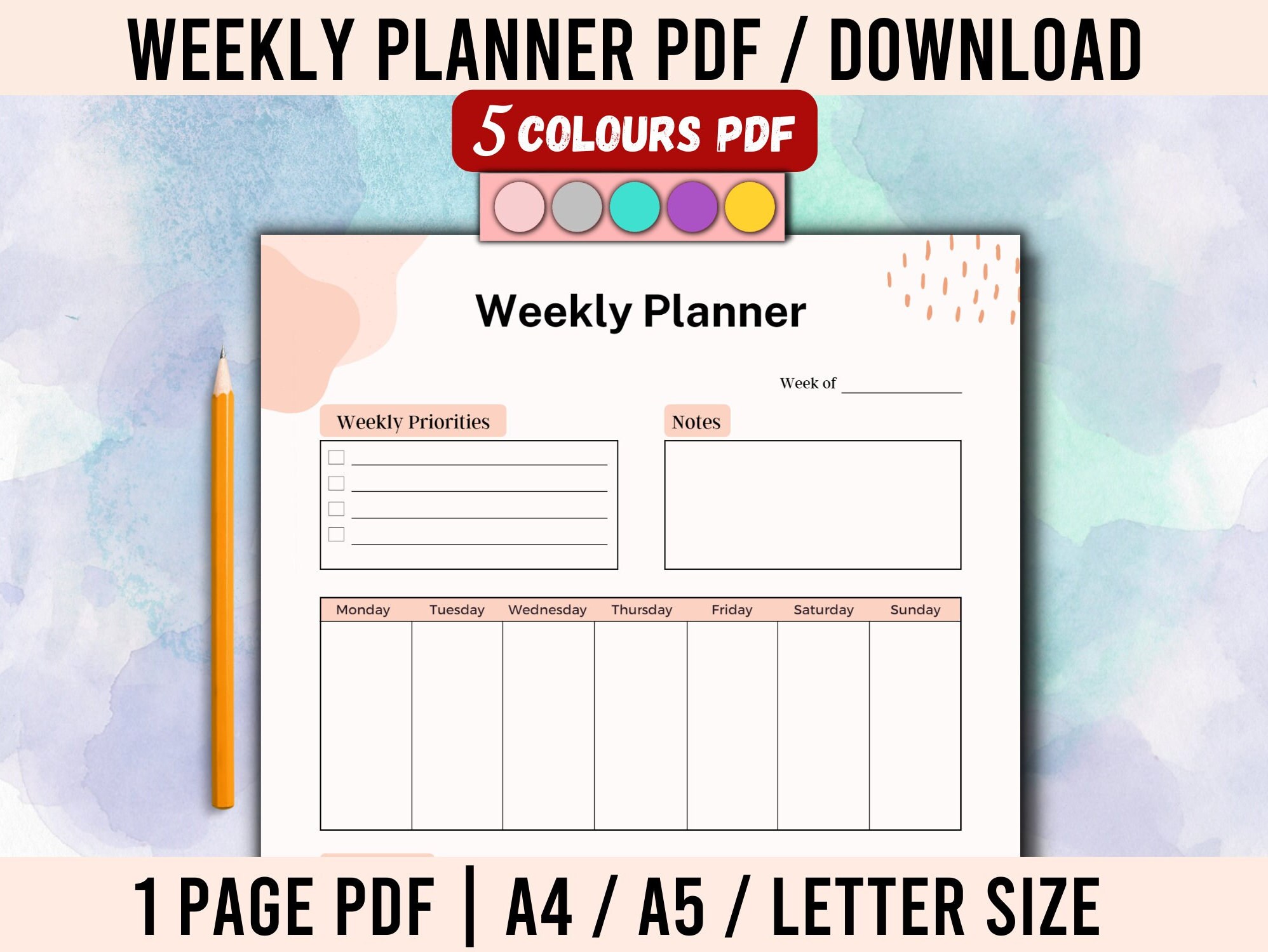 Weekly Planner Printable Daily Checklist Pdf Work Day - Etsy
