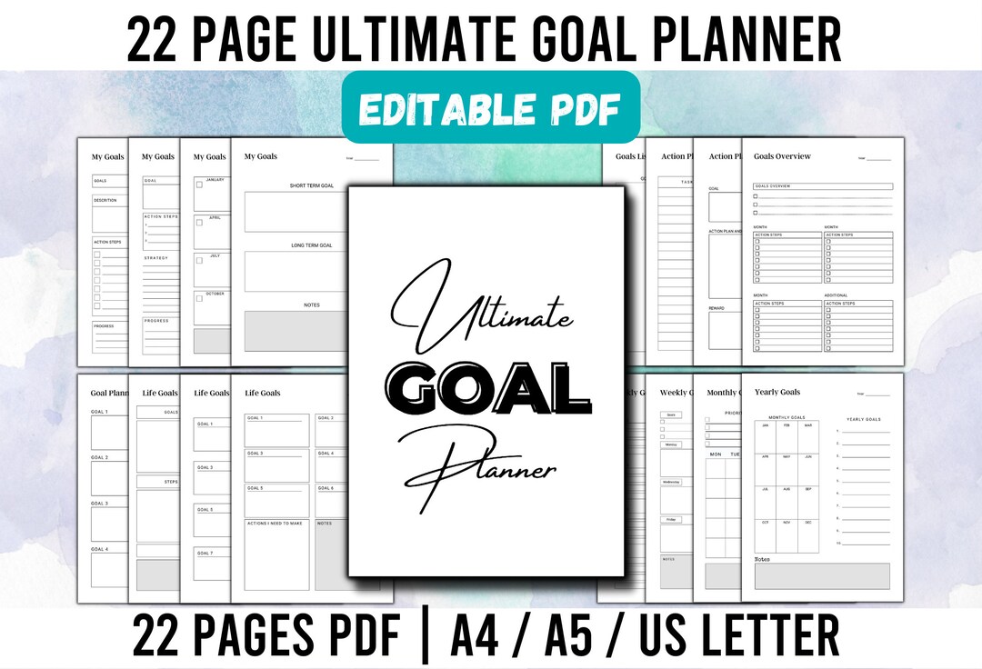 Editable Goal Planner Bundle 2023 Goal Tracker Printable - Etsy