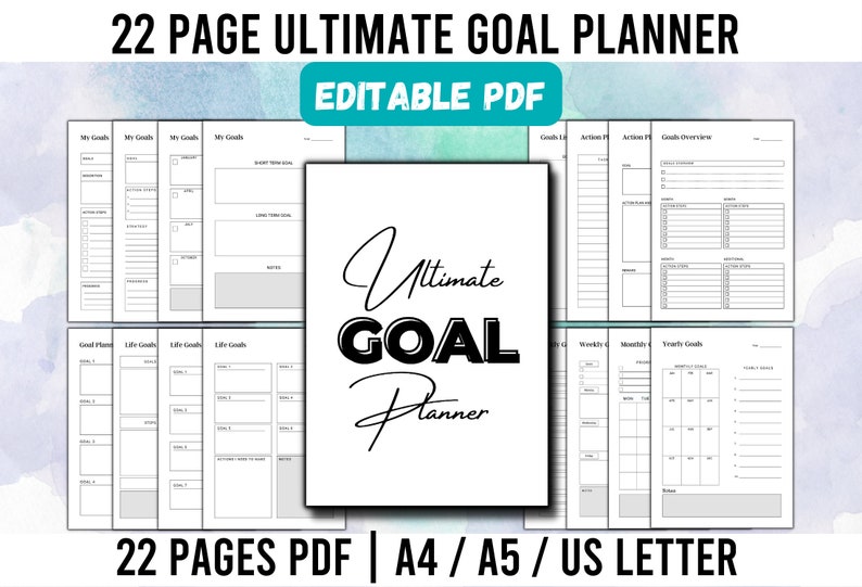 Editable Goal Planner Bundle 2023 Goal Tracker Printable - Etsy