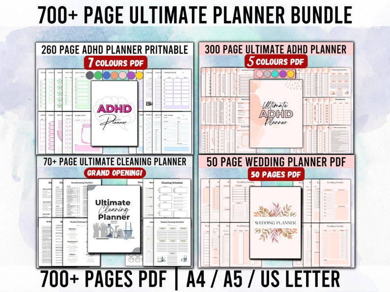 Ultimate ADHD Planner Bundles Digital Planner Bundles Pdf - Etsy