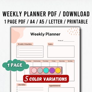 Weekly Planner Printable Pdf, Daily Checklist Pdf, Daily Routine ...