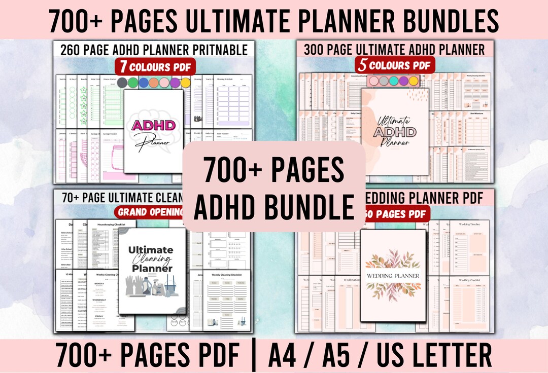 Ultimate Adhd Planner Bundles Digital Planner Bundles Pdf Etsy
