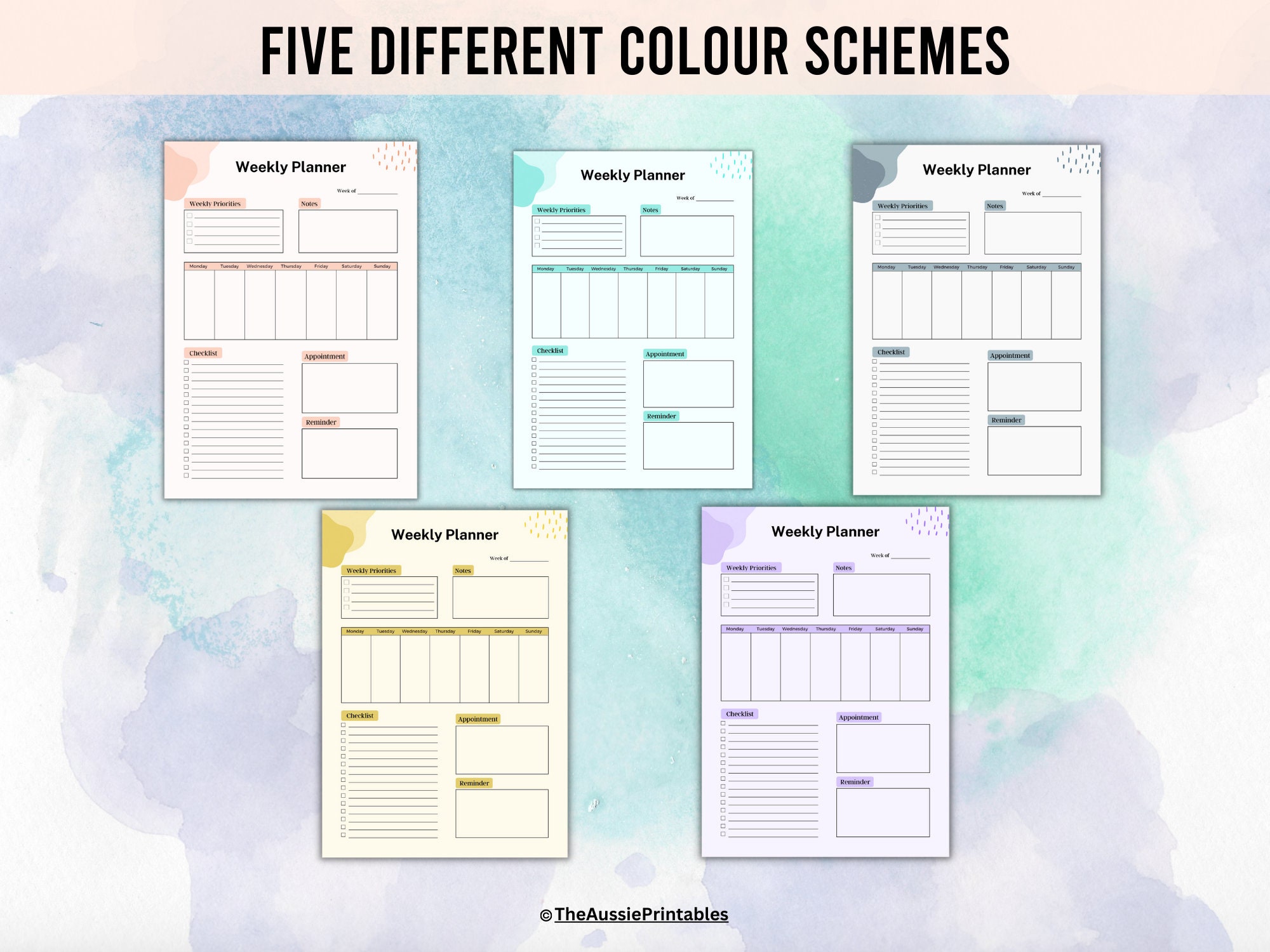 Weekly Planner Printable, Daily Checklist Pdf, Work Day Organizer ...