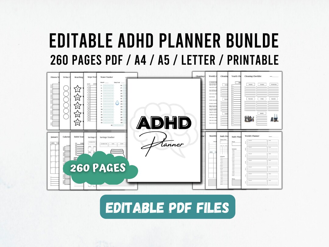 Editable ADHD Planner ADHD Planner Adult ADHD Daily Planner - Etsy