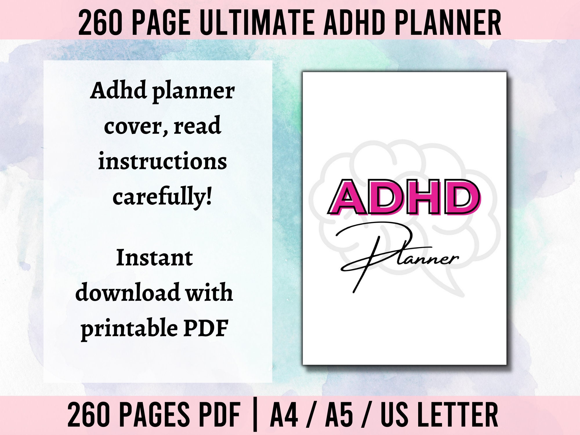 Pink ADHD Planner Adult, ADHD Planner Adult, Adhd Digital Planner, ADHD ...