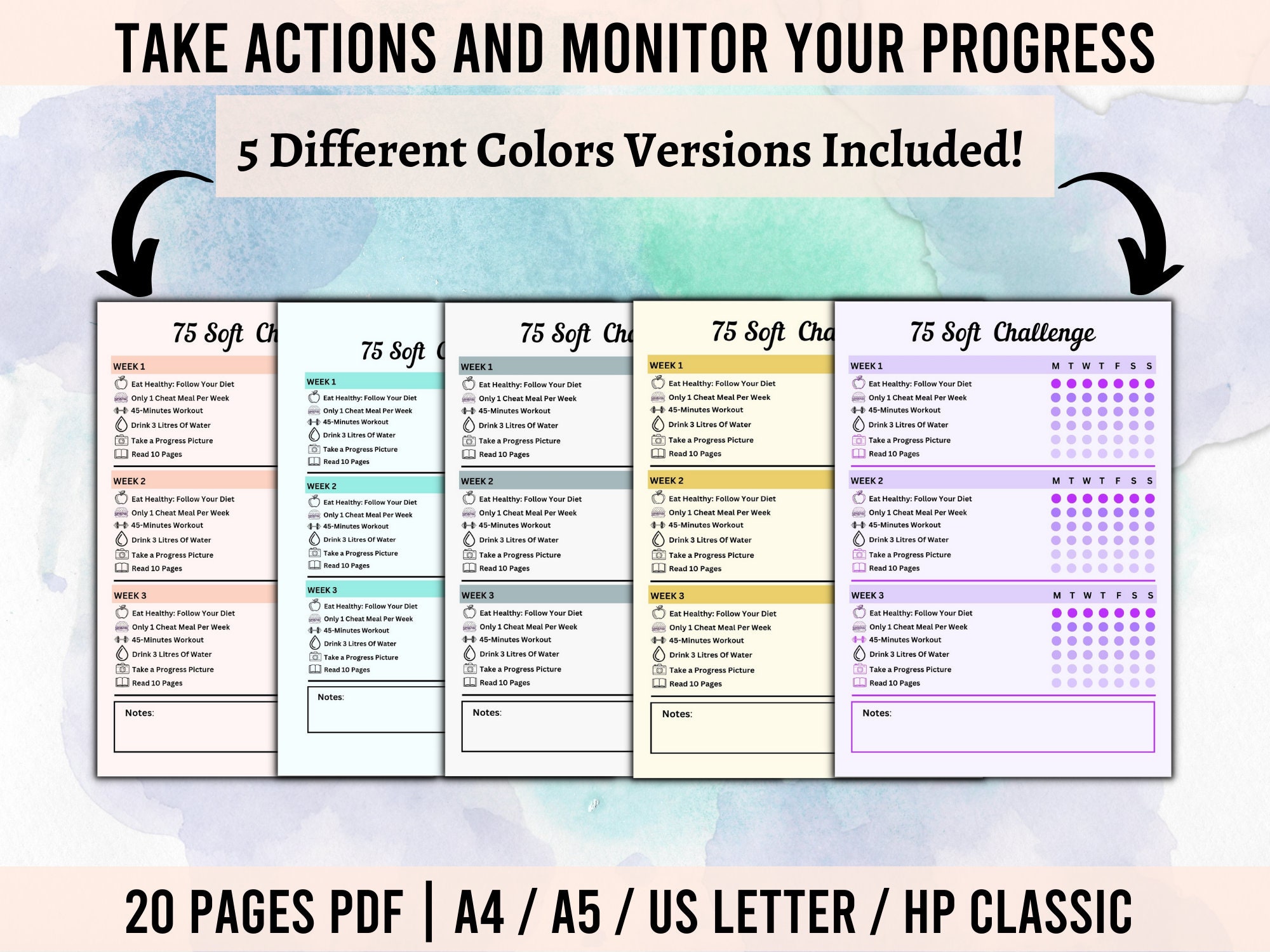 Printable 75 Soft Challenge, 75 Soft Templates Bundle, 75 Hard Tracker ...